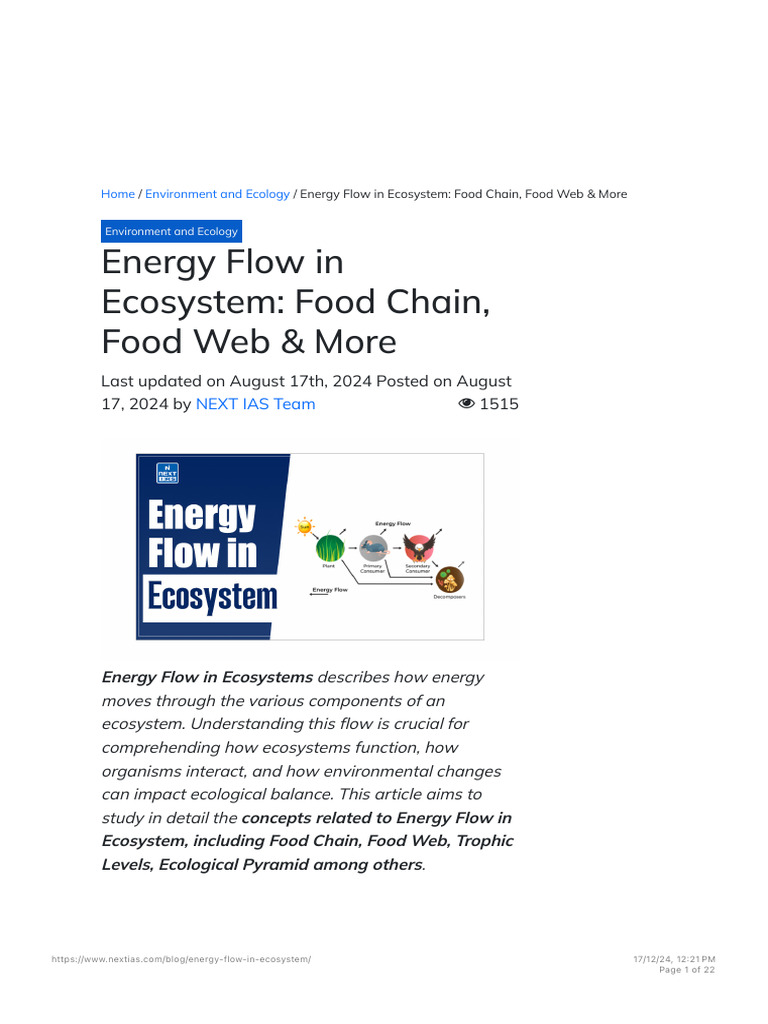Energy Flow in Ecosystems Explained | PDF | Food Web | Biomass (Ecology)