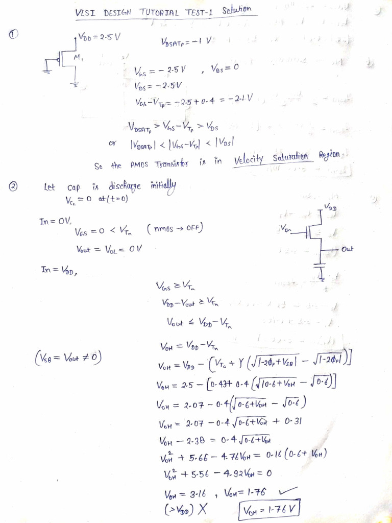 VLSI Design Tutorial Test-1 Solution | PDF