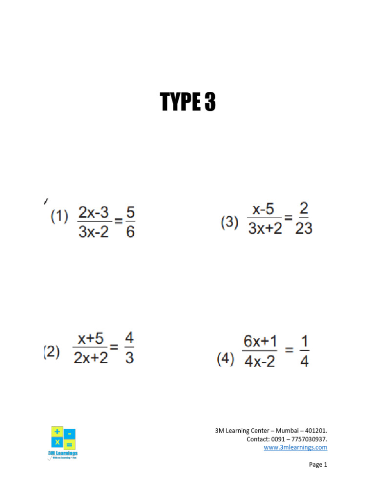 Linear Equation Type 3 N 4 | PDF