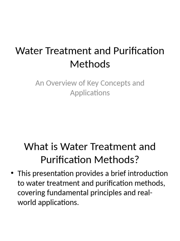 Water Treatment and Purification Methods | PDF