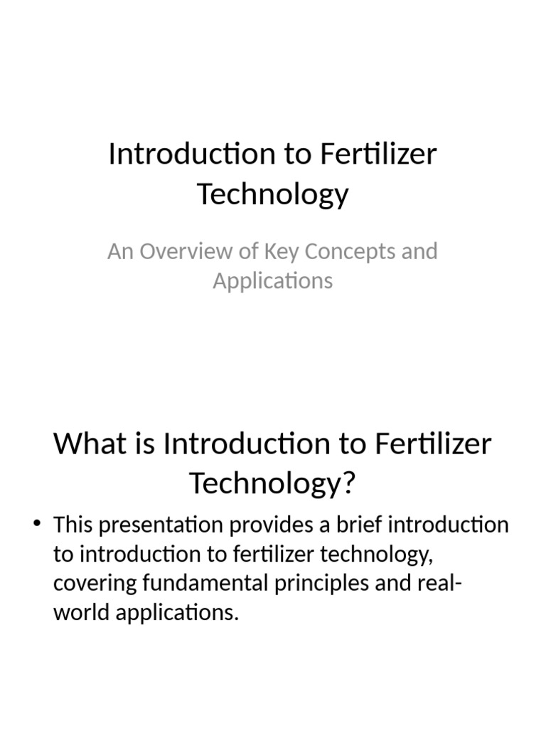 Introduction to Fertilizer Technology | PDF