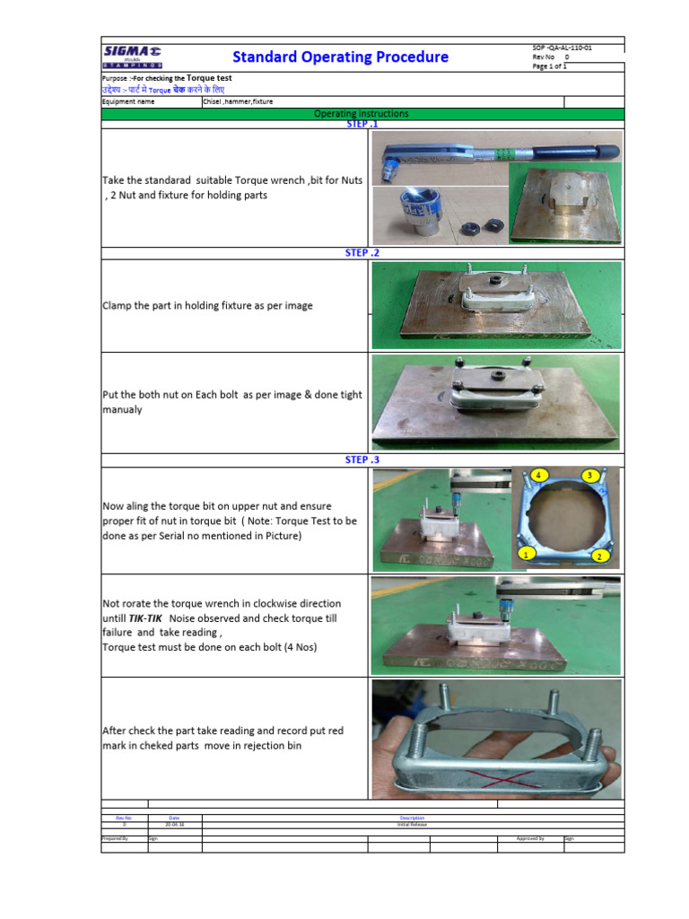 Torque Testing Standard Operating Procedure | PDF