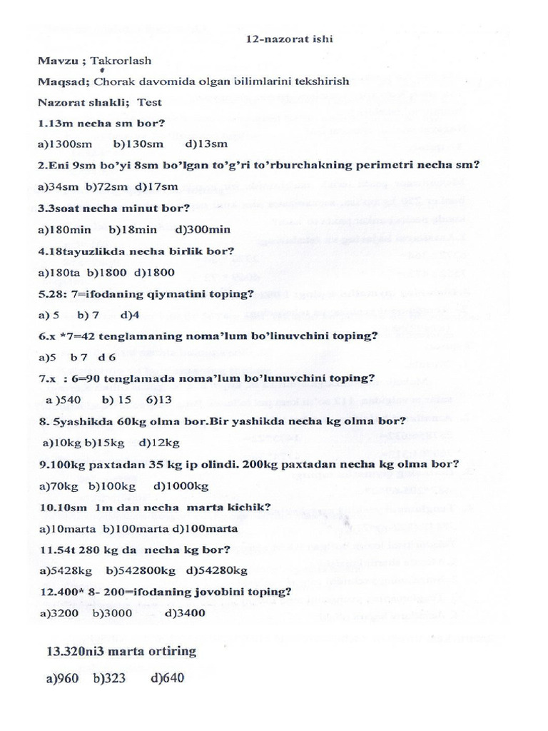 4-Sinf MATKA 12NI | PDF