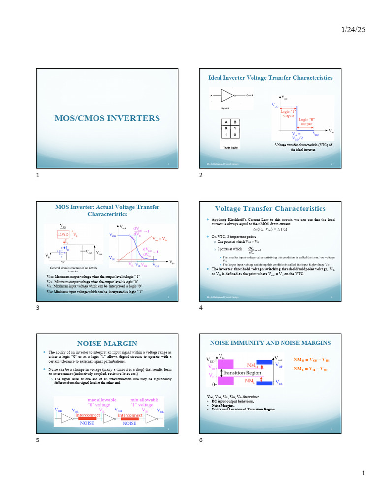 Lecture 2a - MOSCMOS Inverters | PDF | Cmos | Mosfet