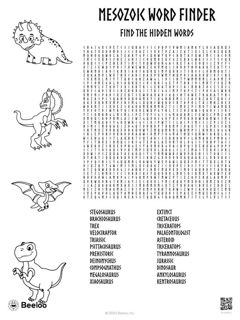 Mesozoic Word Finder: Find The Hidden Words | PDF | Mesozoic Dinosaurs ...