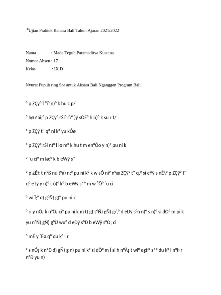 B. Bali Aksara Simbar | PDF