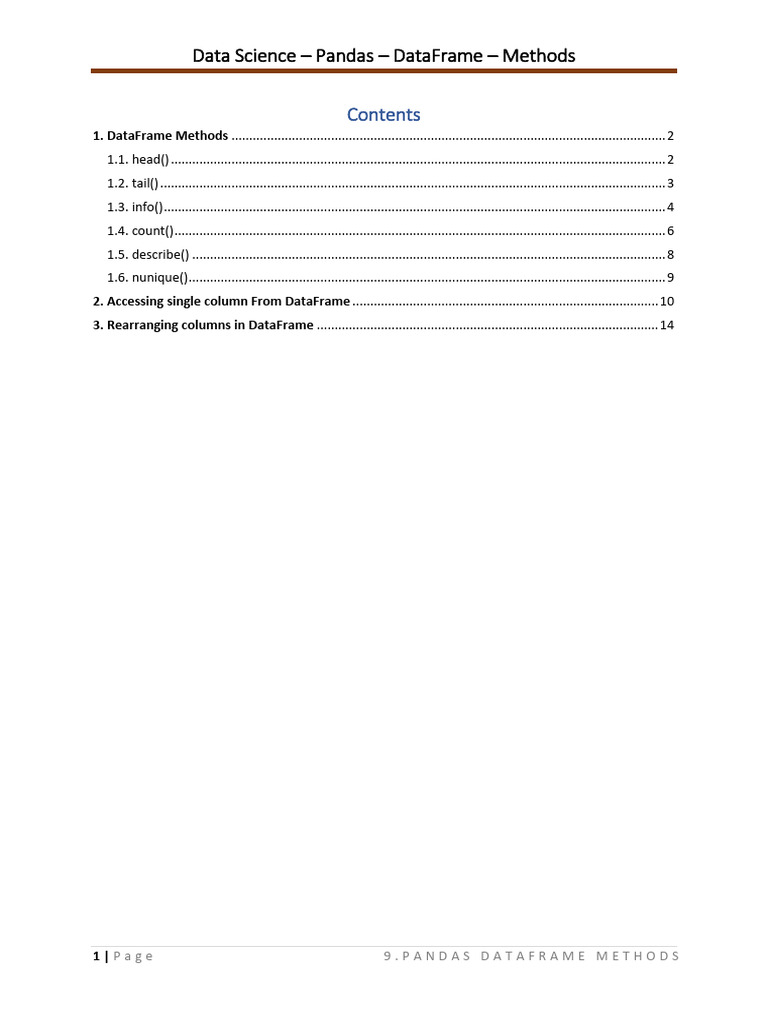 Pandas - Dataframe - Methods | PDF | Comma Separated Values | Computer Programming