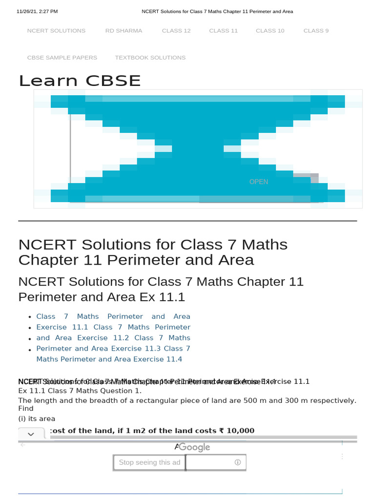 7 Th Maths11 Chapter-converted | PDF | Area | Length