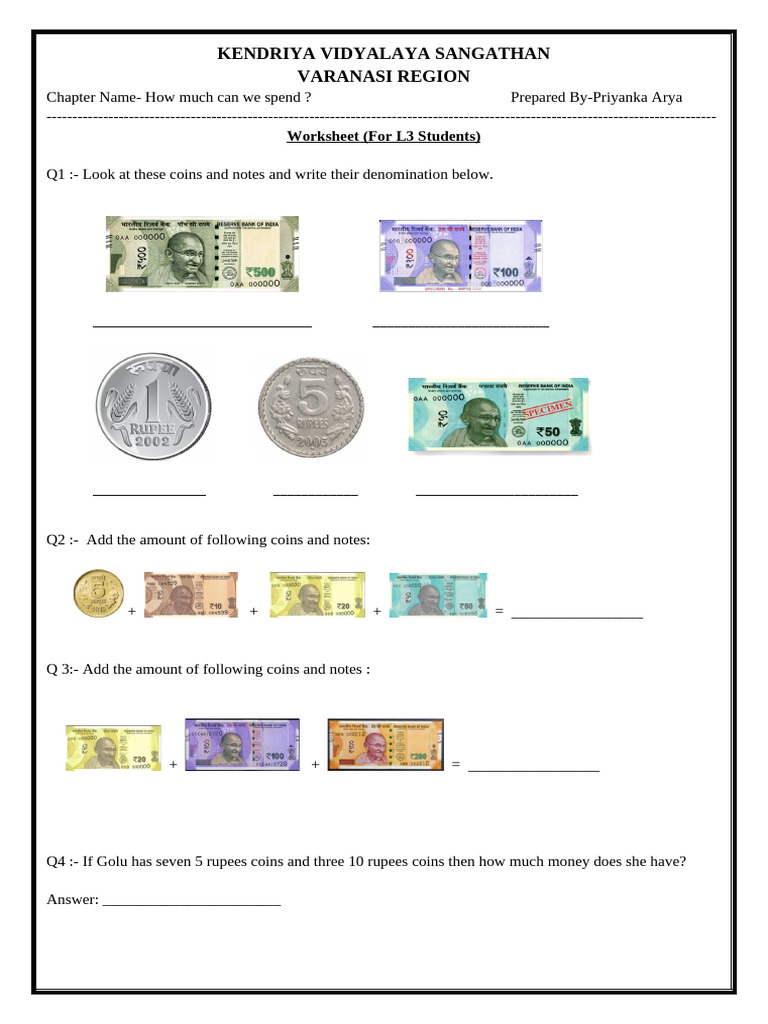 CHAPTER 12 How Much Can We Spend (Worksheet For L3 Students) | PDF