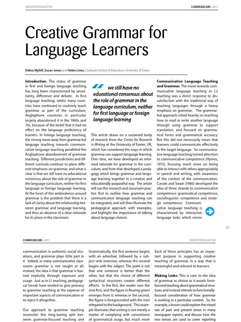 Creative Grammar For English Learners | PDF | Language Education ...