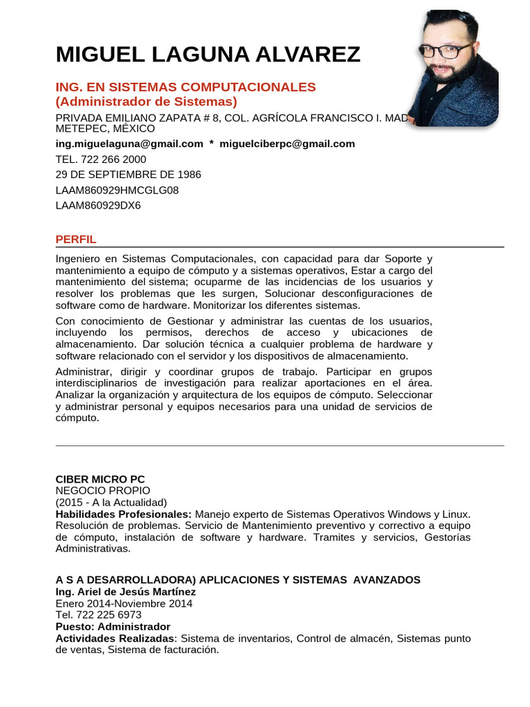 Miguel Laguna Alvarez Cv-Gob2023 | PDF | Hardware de la computadora | Software
