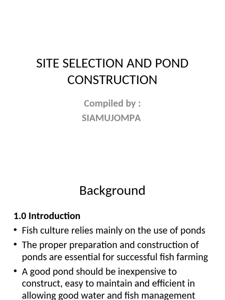 Pond Site Selection and Construction Guide | PDF | Pond | Dam