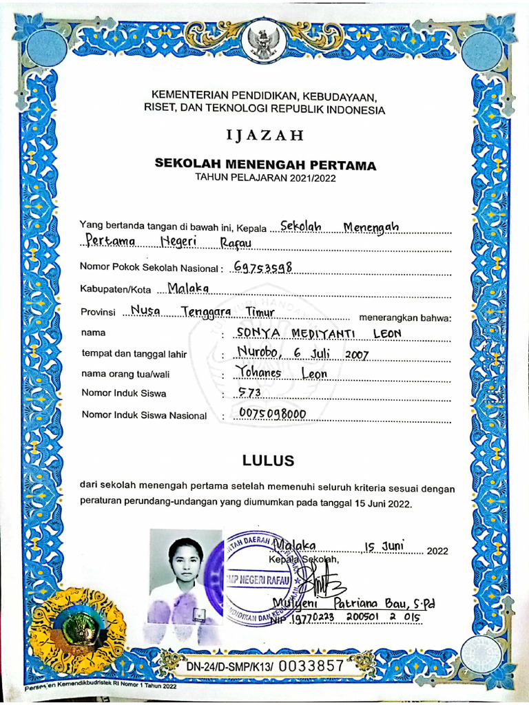 Ijazah Sonya | PDF