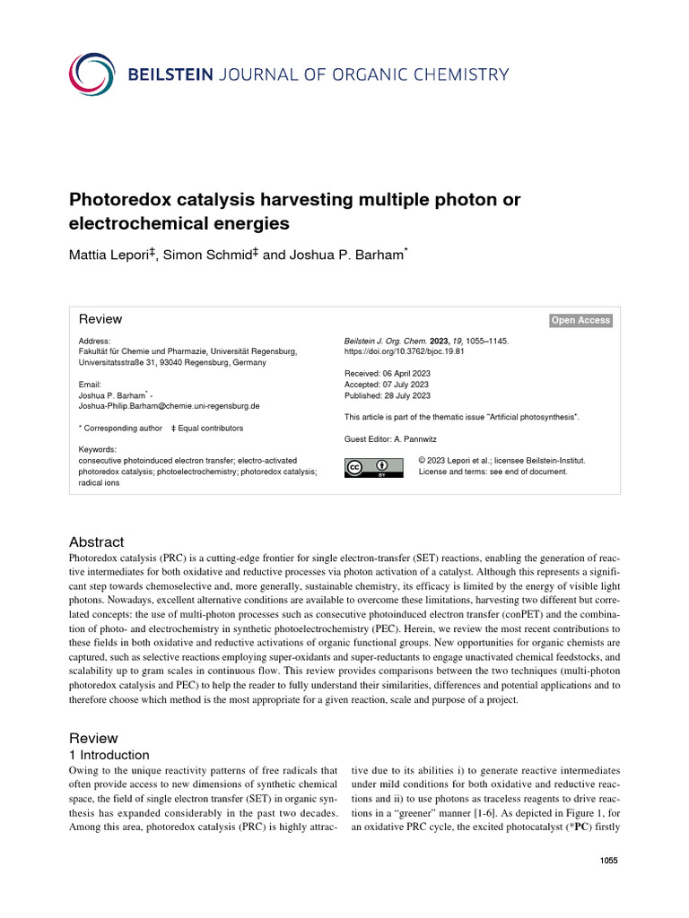 Photoredox Catalysis Harvesting Multiple Photon or Electrochemical ...