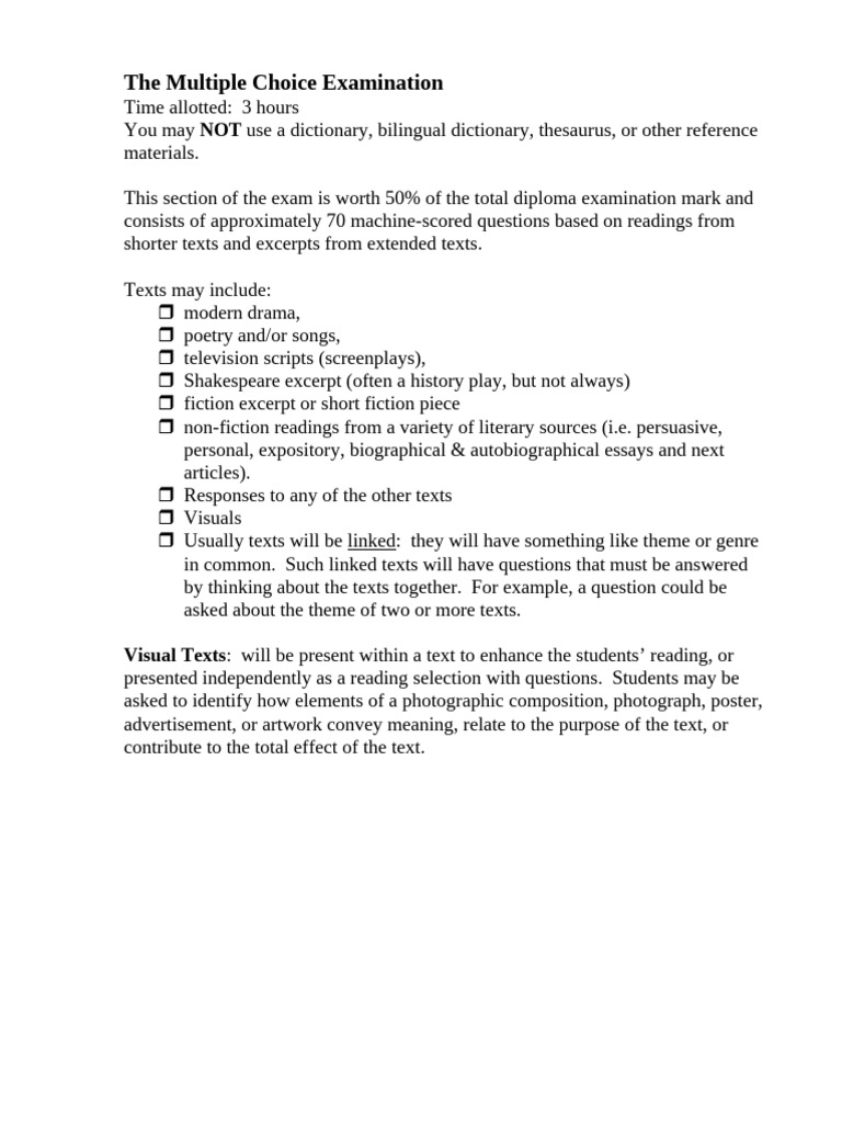 Multiple Choice Exam Preparation Guide | PDF | Multiple Choice | Word