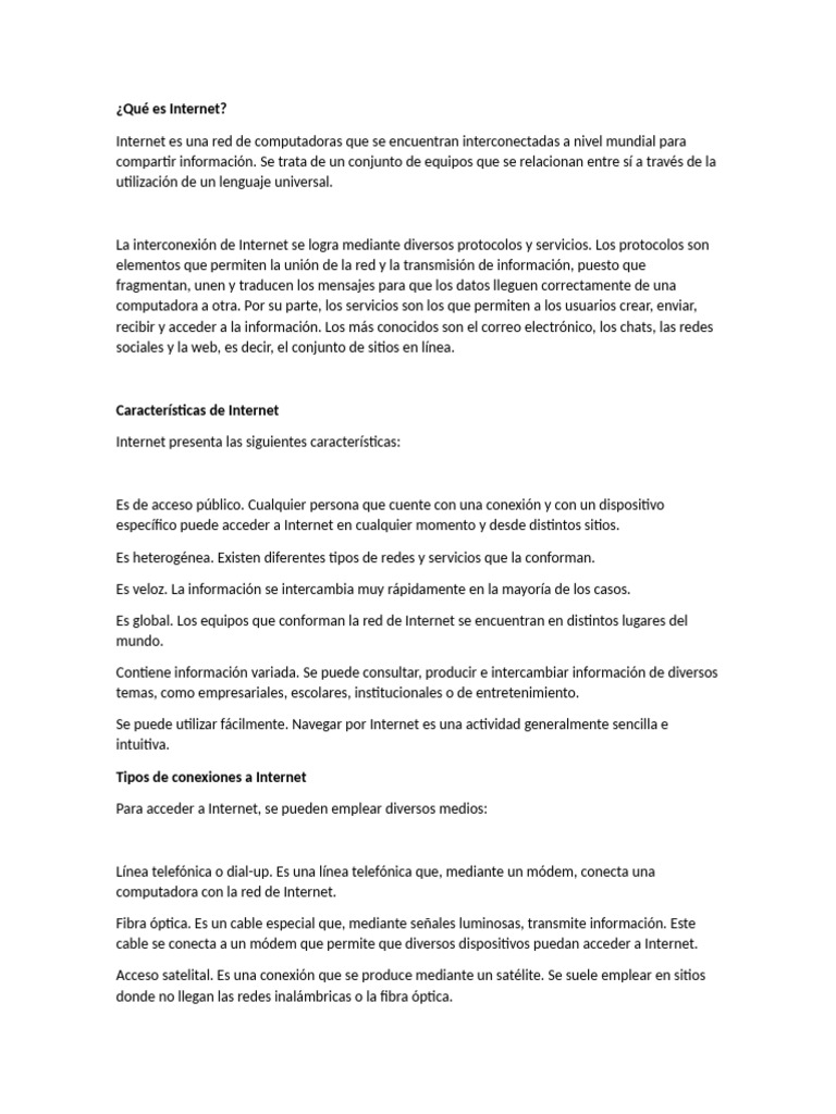 Definición y características de Internet | PDF | Red de computadoras ...