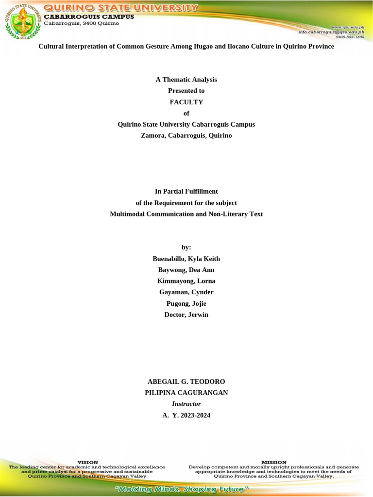 THEMATIC ANALYSIS GROUP 1 | PDF | Nonverbal Communication | Communication