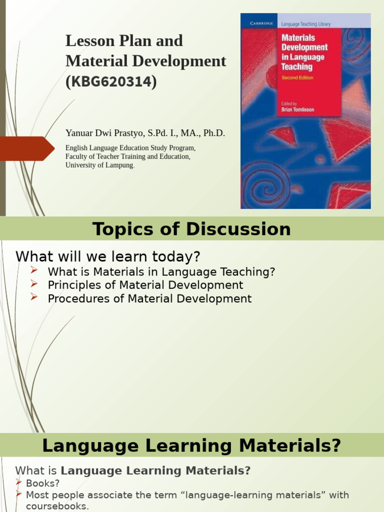 Principles of Material Development (KGB620314) - Yanuar Dwi Prastyoo | PDF | Learning ...