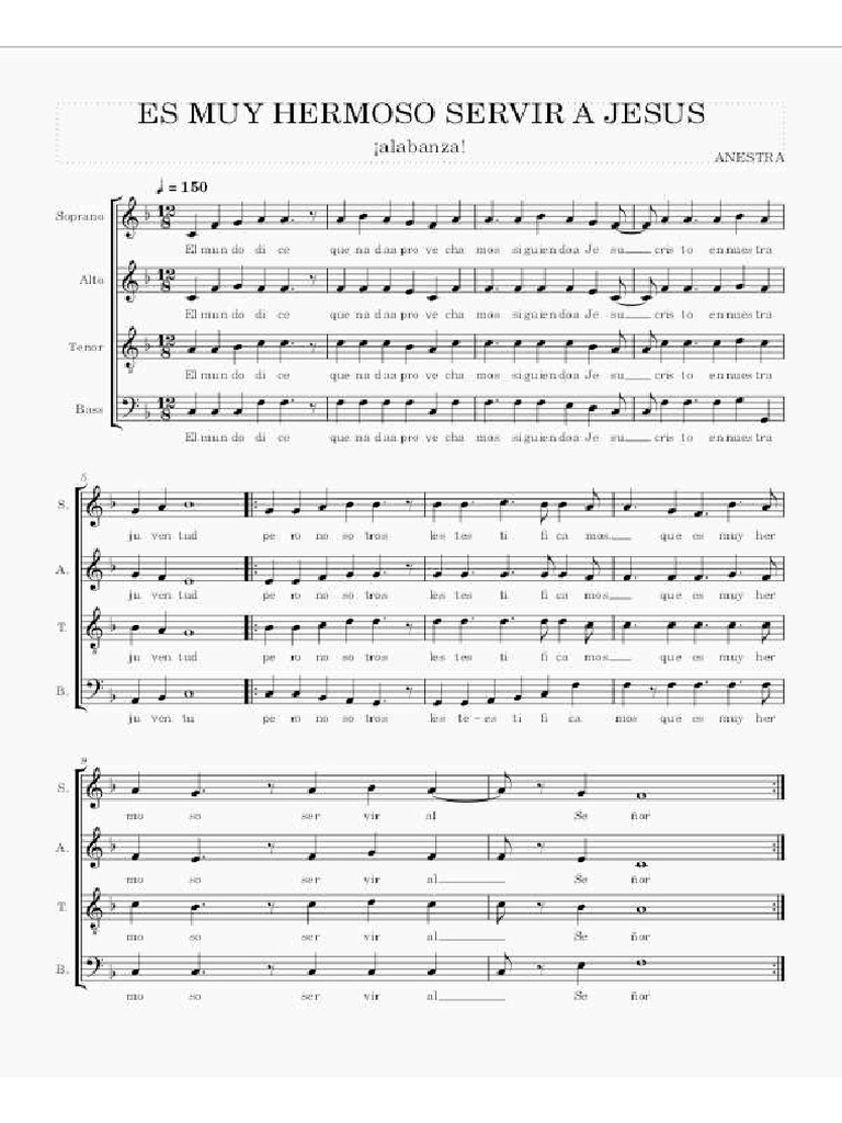 Partitura Que Hermoso Es Servir A Jesús | PDF