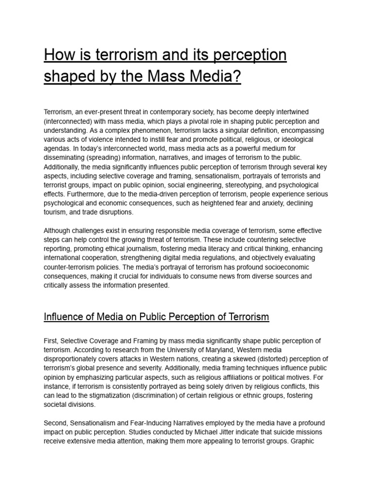 Media's Impact on Terrorism Perception | PDF | Media Bias | Public Opinion