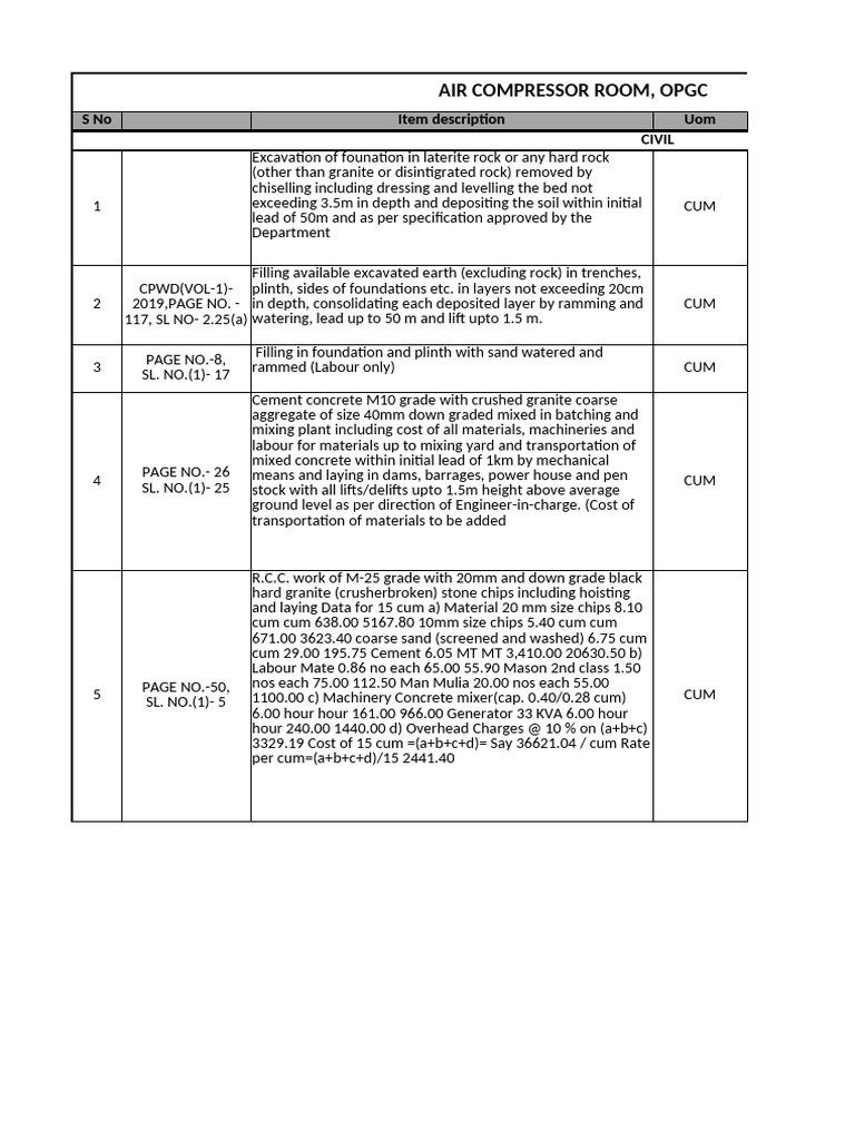 6A. AIR COMPRESSOR ROOM (BOQ) 06.01.25 | PDF | Concrete | Building ...