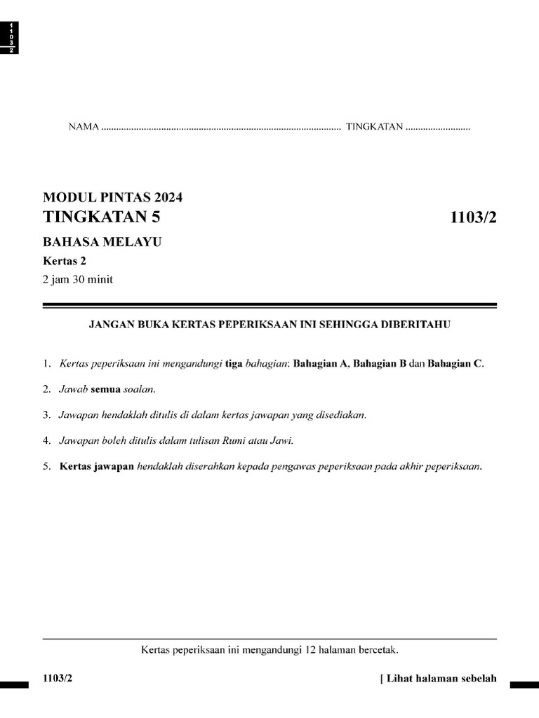 Trial K2 BM SPM 2024 - Selangor SET 2 | PDF