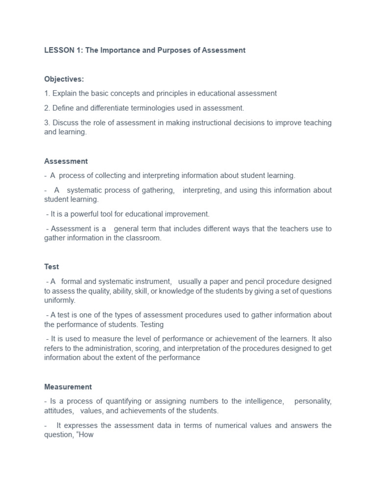 Lesson 1-Assessment (Maed Elm) | PDF | Educational Assessment | Learning