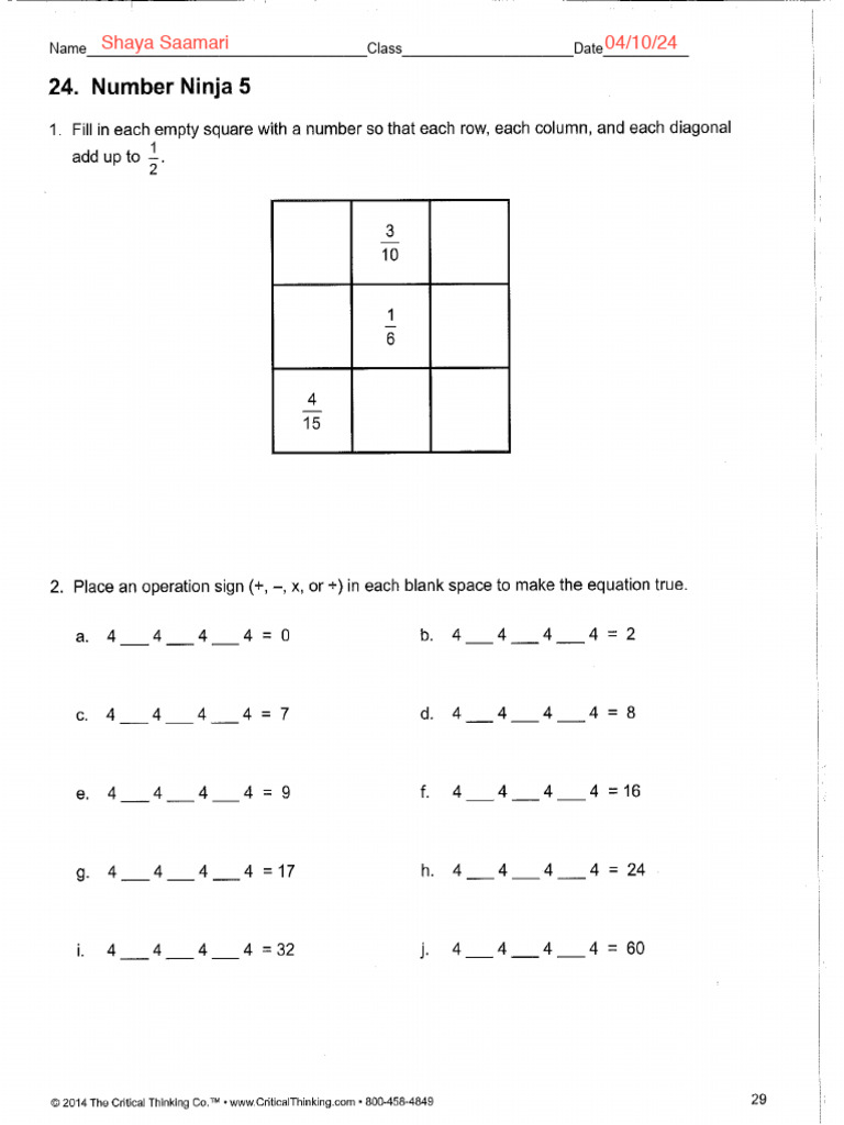 Math Class Worksheet | PDF