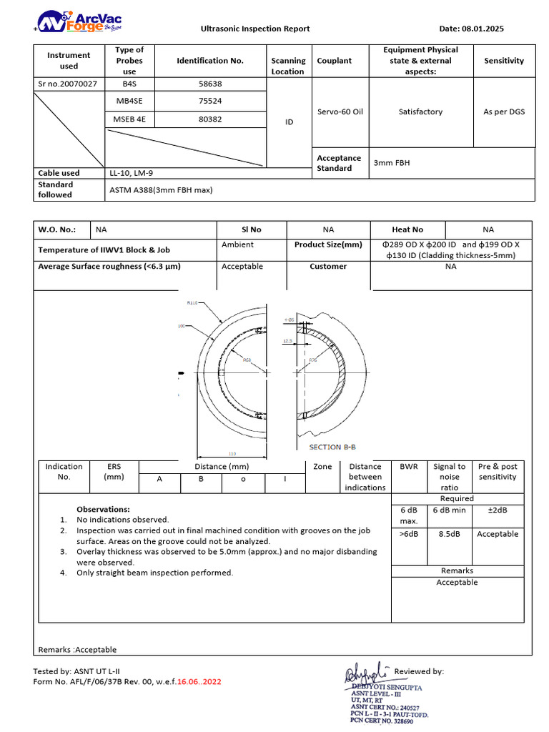 Lathe bush UT report | PDF | Mechanical Engineering | Applied And Interdisciplinary Physics