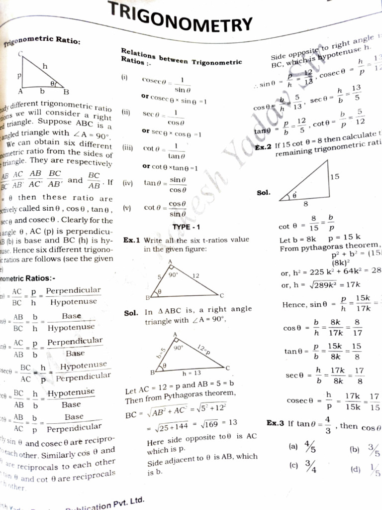 math trigonometry for ssc lateat | PDF | Trigonometry | Trigonometric Functions