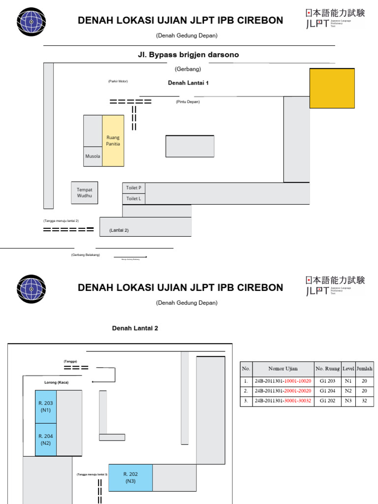 DENAH LOKASI UJIAN JLPT IPB CIREBON - Revisi | PDF