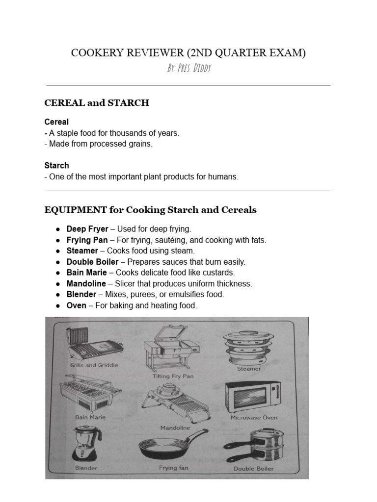 Cookery Reviewer | PDF | Flour | Cereals