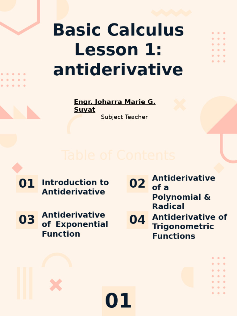 Q2 Week 1 To 2 Antiderivative of Polynomial Radical and Trigo | PDF | Integral | Function ...