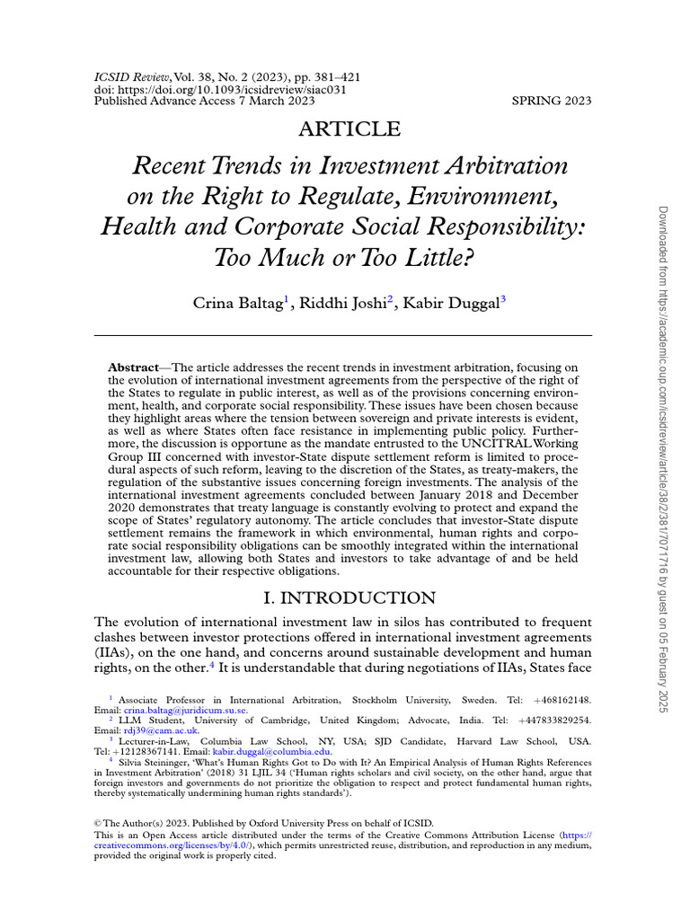 Investment Arbitration Trends | PDF | Treaty | Economies