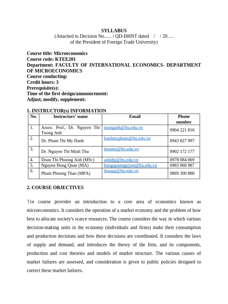Microeconomics Course Syllabus Overview | PDF | Monopoly | Supply ...