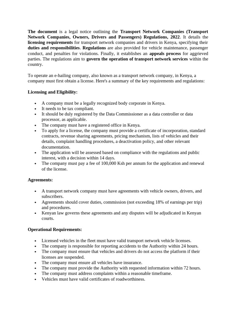 NTSA Regulations for E-Hailing Services | PDF | Transport | Vehicles
