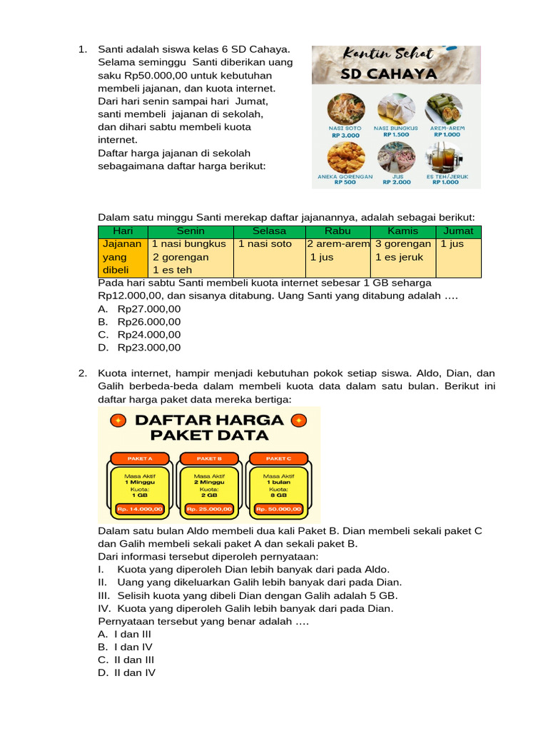 Soal Literasi Numerasi Try Out Kedua - Rev | PDF
