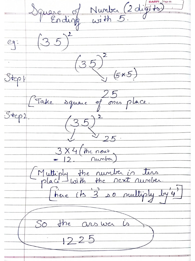 Square of Number Ending With 5 | PDF