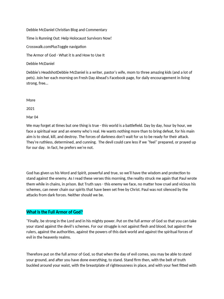 ARMOR OF GOD | PDF | Satan | Devil