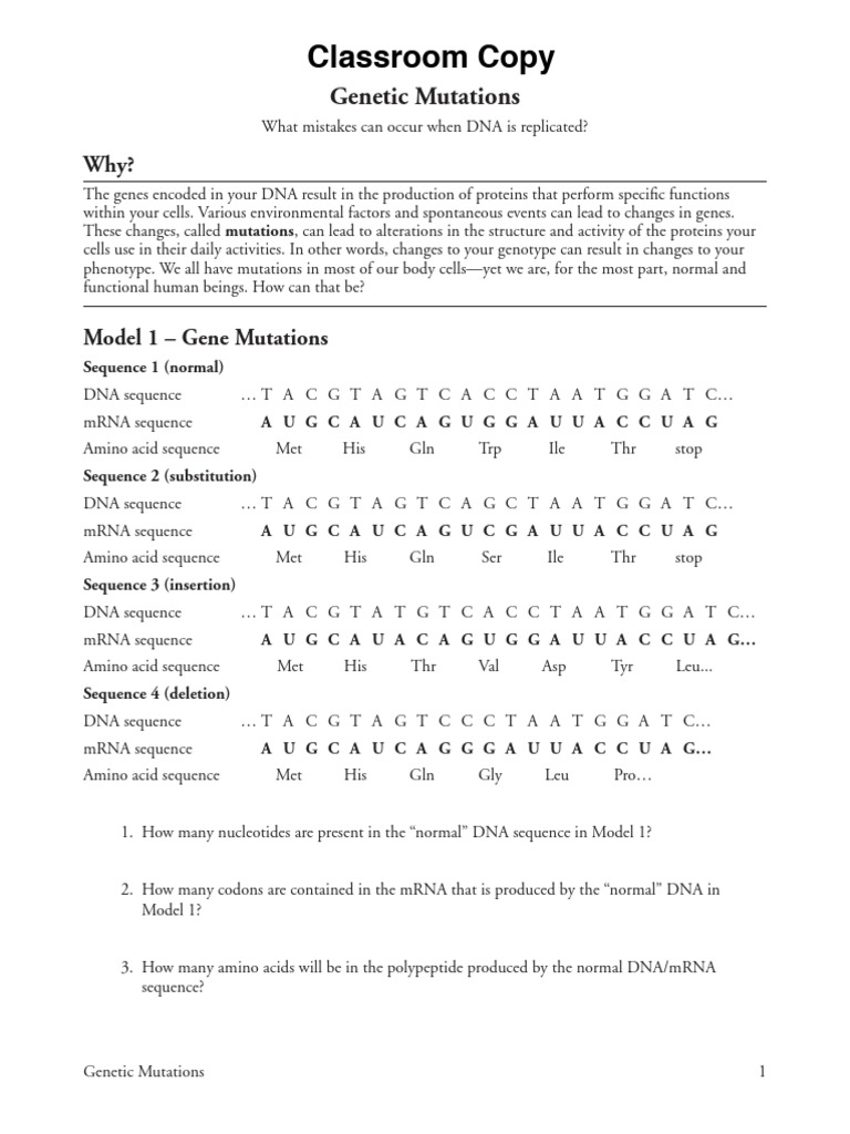 16_genetic_mutations-s | PDF | Nucleic Acid Sequence | Mutation