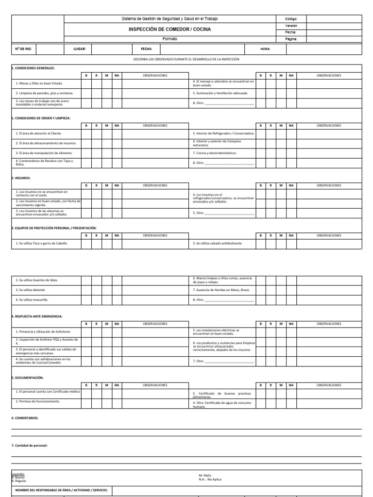 Inspección comedor | PDF | Cocina