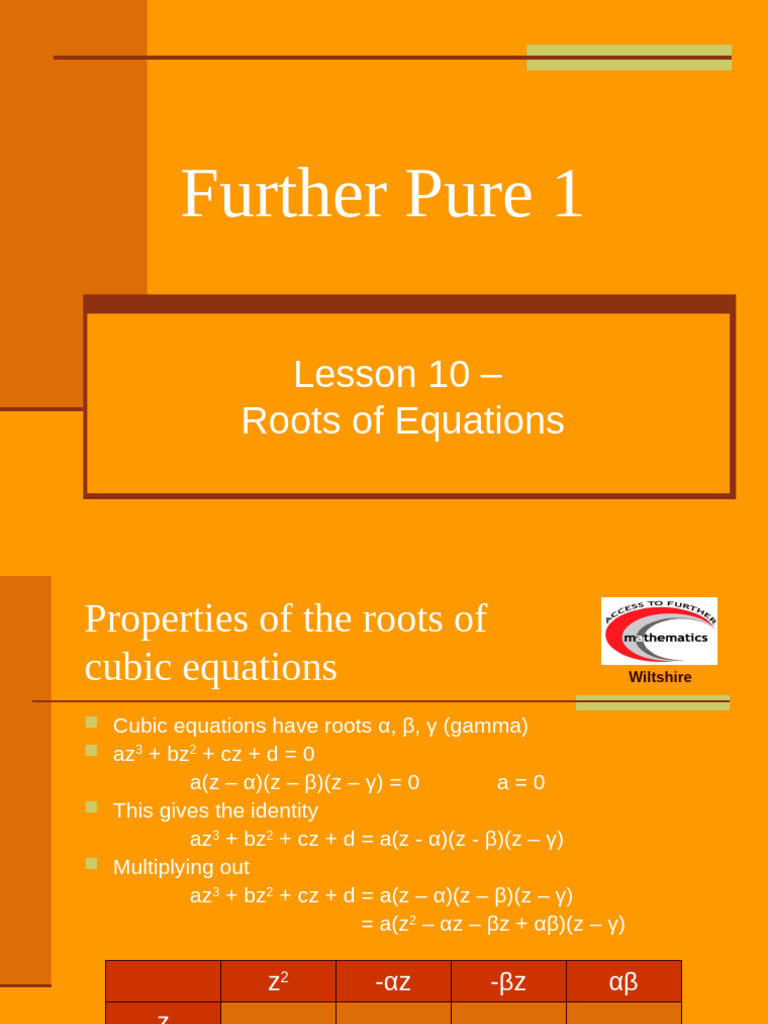 赠 fp1-roots-of-equations-lesson-10 | PDF | Equations | Mathematical ...
