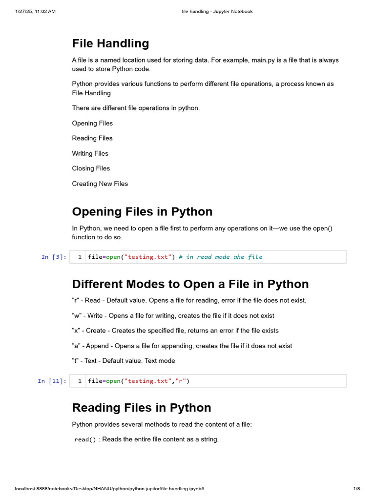 File Handling - Jupyter Notebook 27-01-2025 | PDF | Sql | Text File