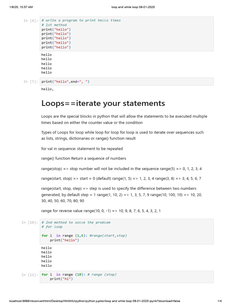Loop And While Loop 08 01 2025 Pdf Control Flow Computer Engineering