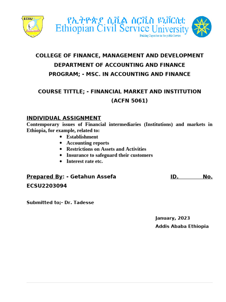 Individual Assignment of IFM SOLUTION | PDF | Audit | Diversification (Finance)