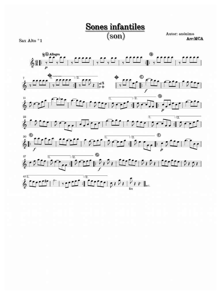 Sax Alto 1 - Sones Infantiles | PDF