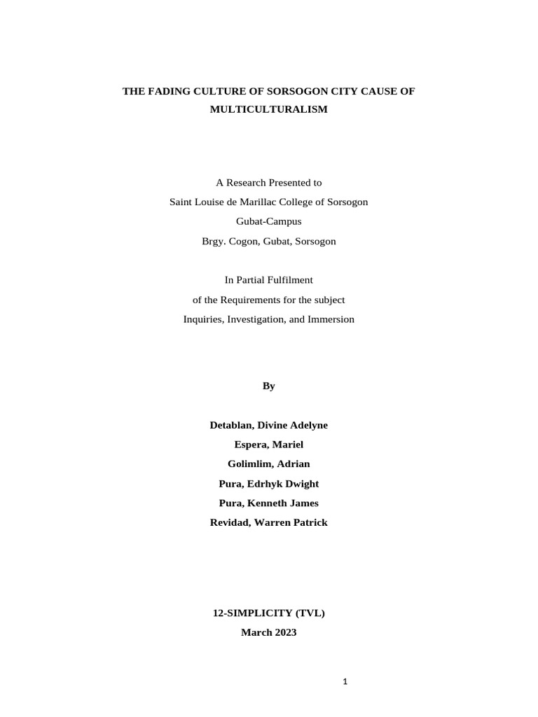 The Fading Culture of The Philippines Cause of Multiculturalism ...
