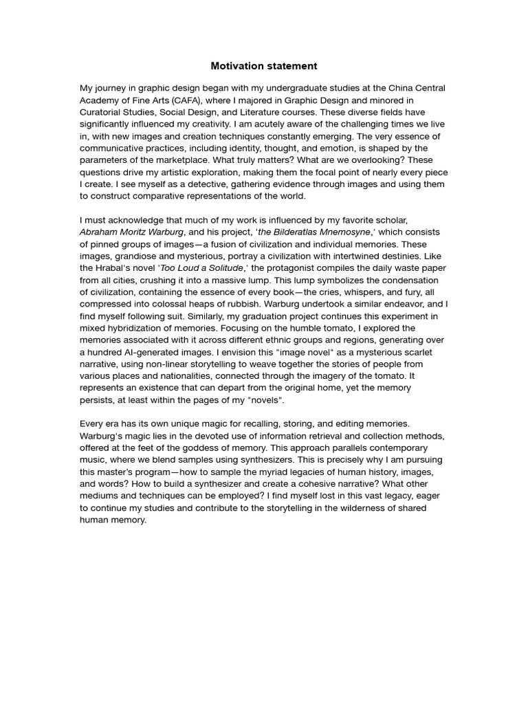 Motivation statement | PDF | Memory