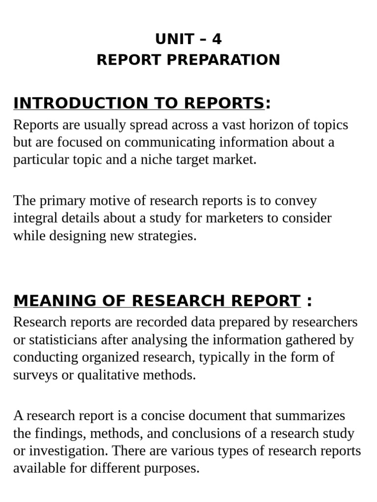 BRM - Unit - 4 Report Writing | PDF | Data Analysis | Experiment