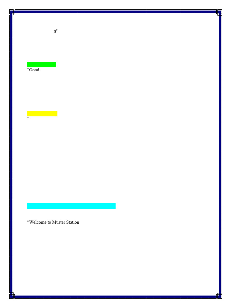 Cruise Ship Safety DRill Script PDF | PDF | Cabin (Ship) | Watercraft